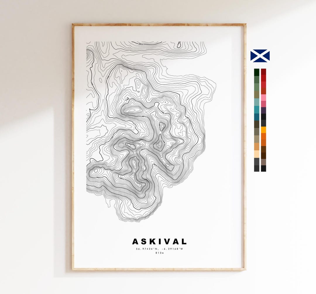 Askival Print (isle of Rum) - Contour Map - Askival Poster - Scotland ...