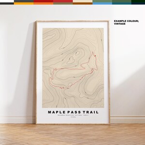 Maple Pass Trail Map Print - Trail and Contour Map - Topography ...