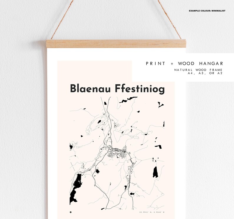 Blaenau Ffestiniog Map Print - Custom Options/colours Available ...
