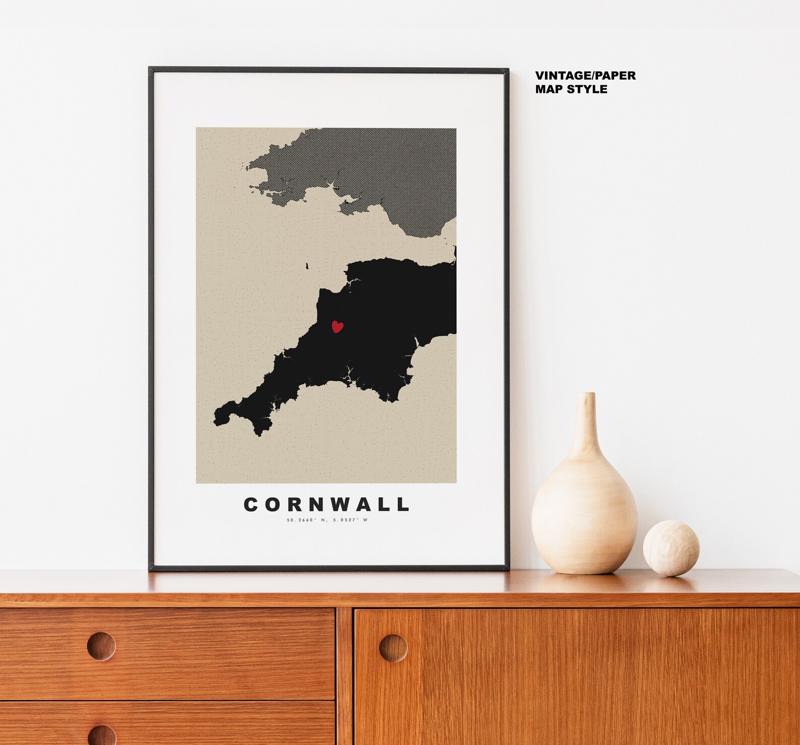 Cornwall Print - Custom Map Print - Personalised Text Gift Options ...