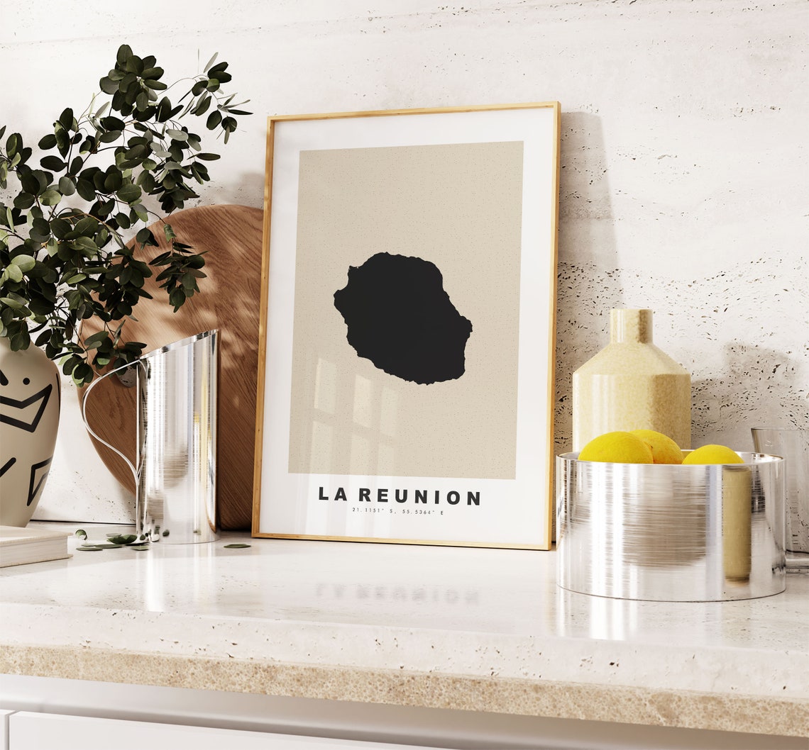 La Reunion Map Print - Personalised Map Gift - Framed or Canvas Options ...
