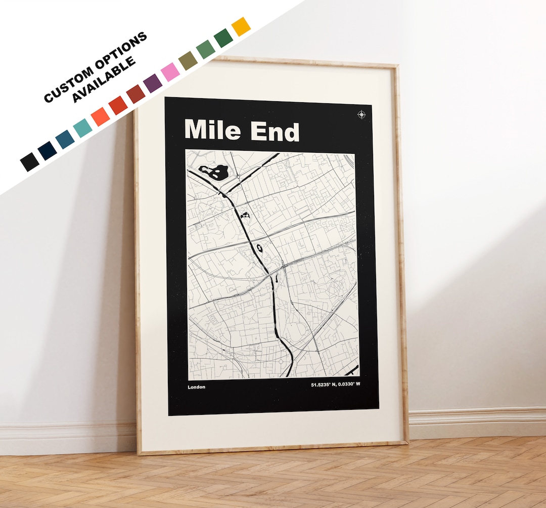 Mile End Map Print Custom Options/colours Available Prints - Etsy