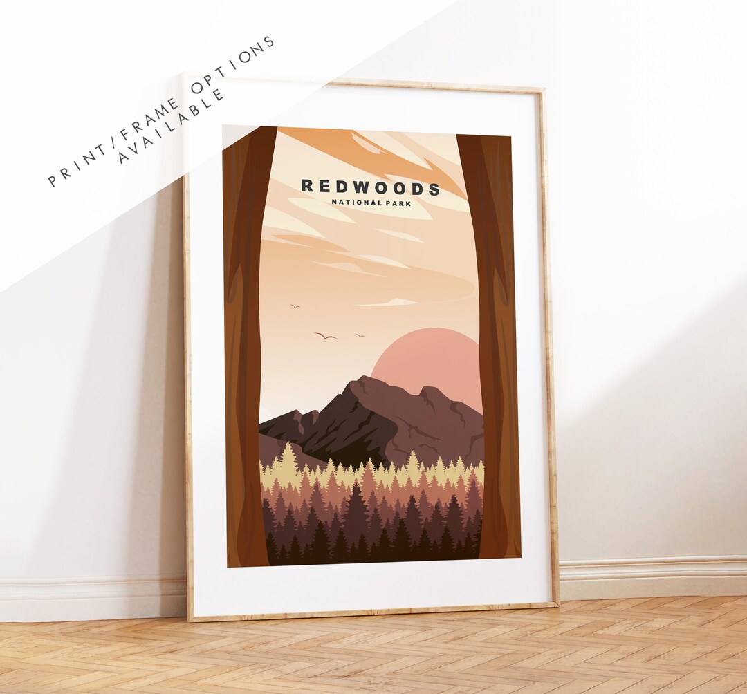 Redwoods Print - US National Park Travel Poster - Prints, Framed or ...