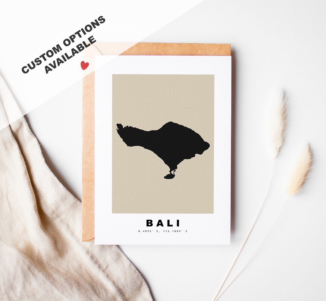 Bali Custom Greeting Card - Kraft Envelope Included - Custom Text ...