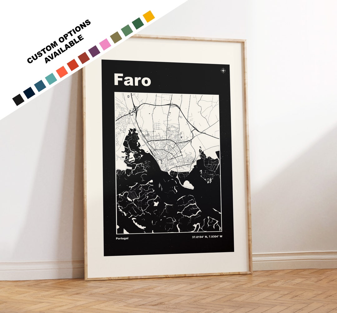 Faro Map Print - Print, Framed or on Canvas - Faro Poster - Faro ...