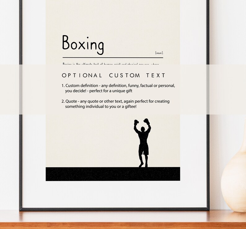 Boxing Definition Print - Custom Text/quote Options - Customised Gift ...