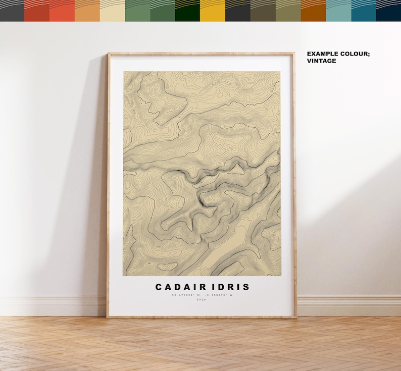 Cadair Idris Print - Contour Map - Snowdonia - Wales - Topographic Map ...