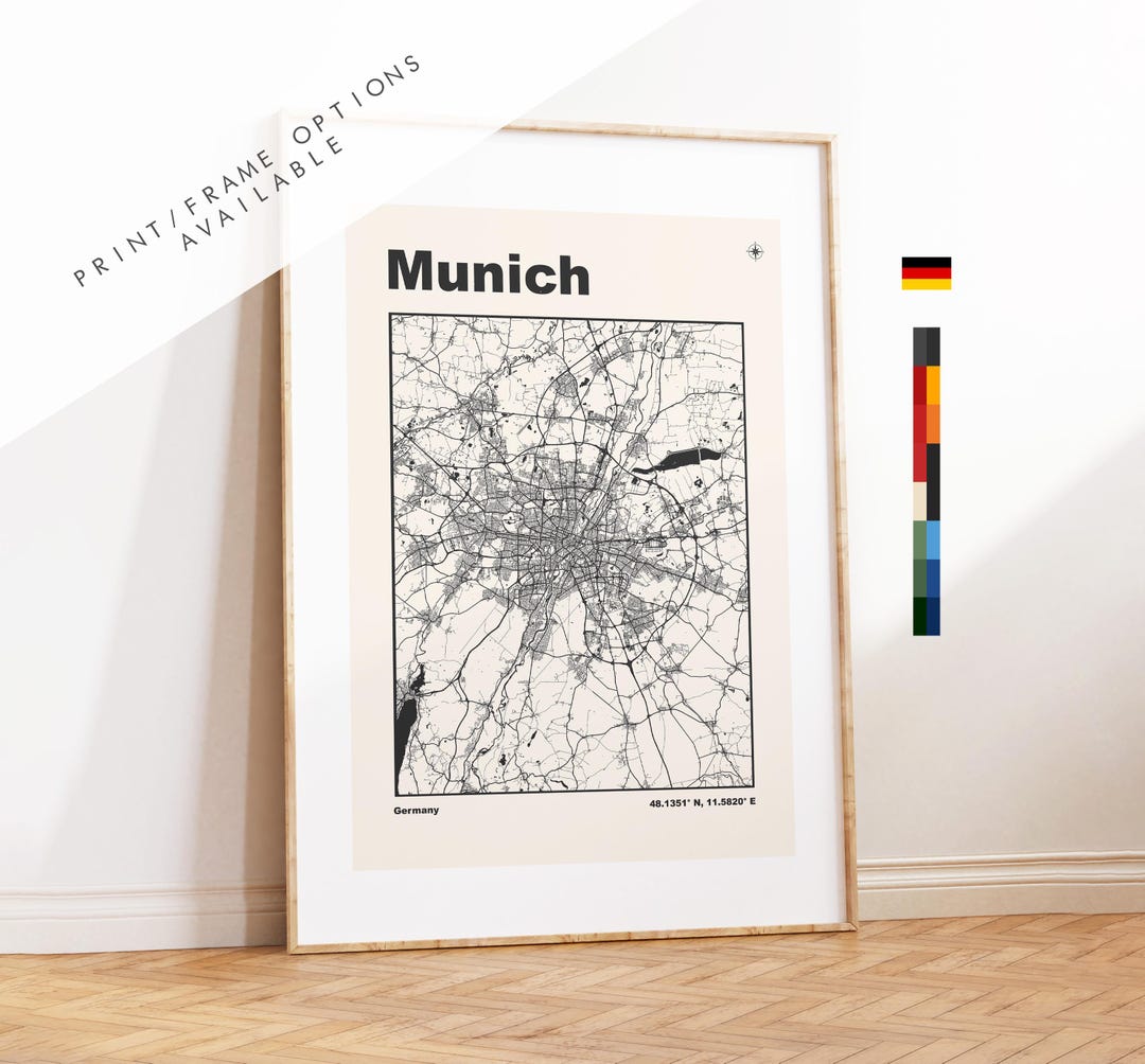 Munich Map Print - Munich City Map - Germany - Prints or Framed Prints ...