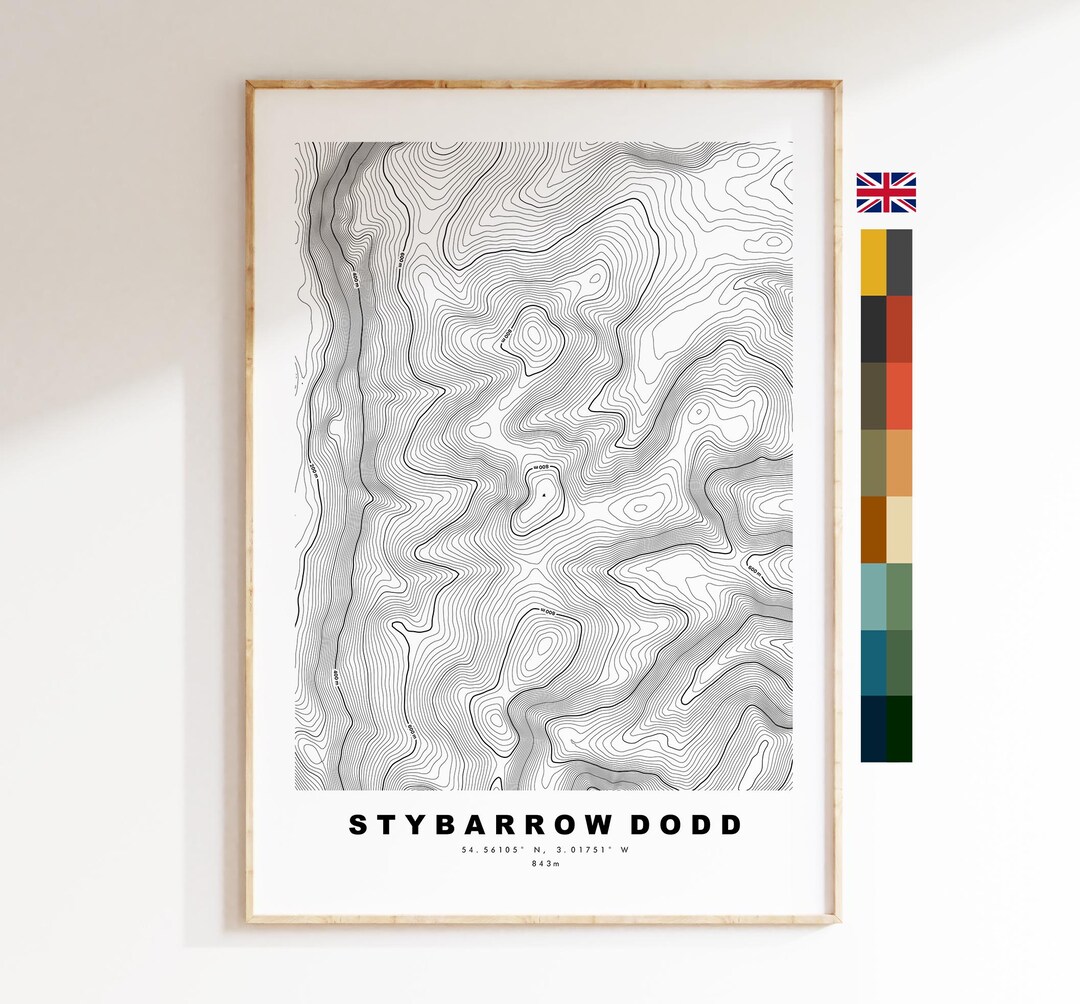 Stybarrow Dodd Print - Contour Map - Stybarrow Dodd Lake District Map ...