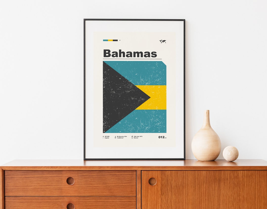 Bahamas Flag Print Mid Century Modern Bahamas Poster - Etsy