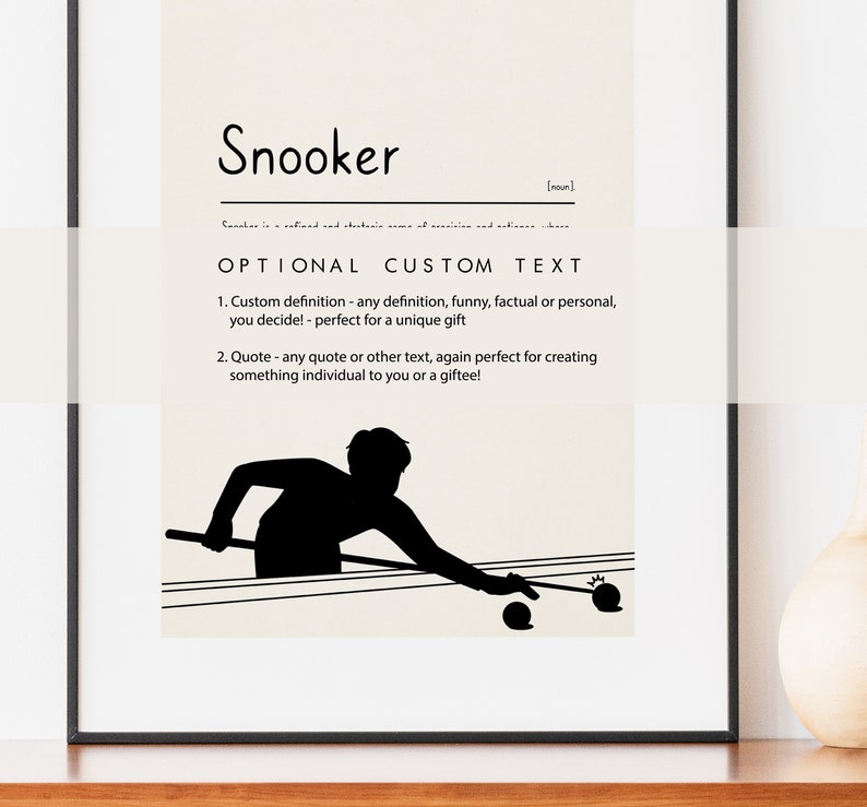Snooker Definition Print - Custom Text/quote Options - Customised Gift ...