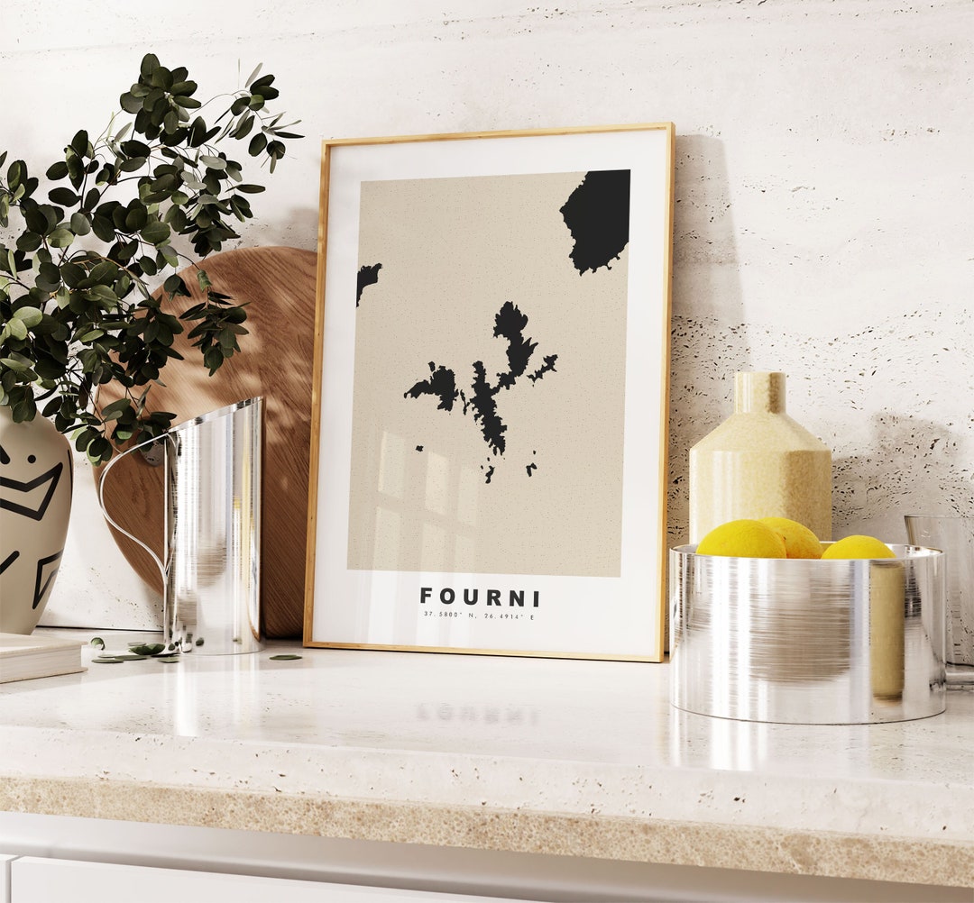 Fourni Print - Custom Map Print - Personalised Text Gift Options ...