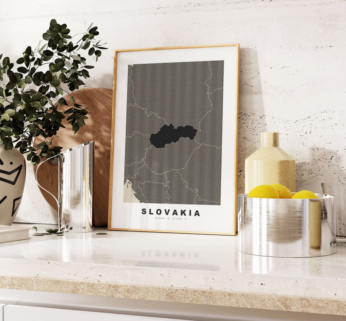 Slovakia Print - Custom Map Print - Personalised Text Gift Options ...