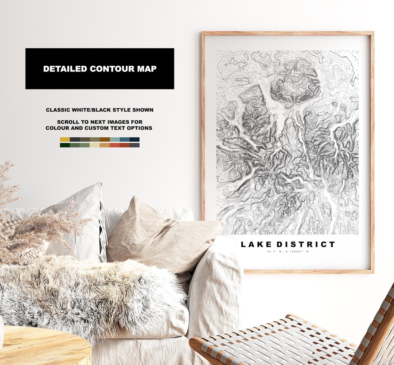 Lake District Print - Contour Map - Lake District Map - Topographic Map ...