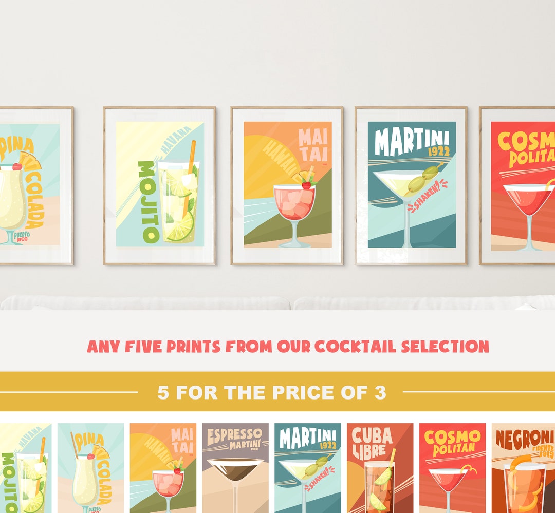 Cocktail Poster Set X5 - Money Saving Offer - 5 for 3 Print Bundle ...