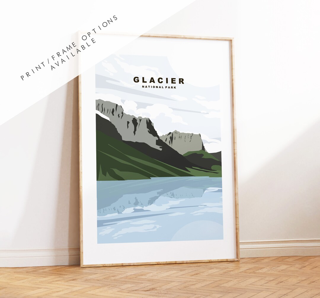 Glacier Print US National Park Poster Travel Poster Prints, Framed or ...