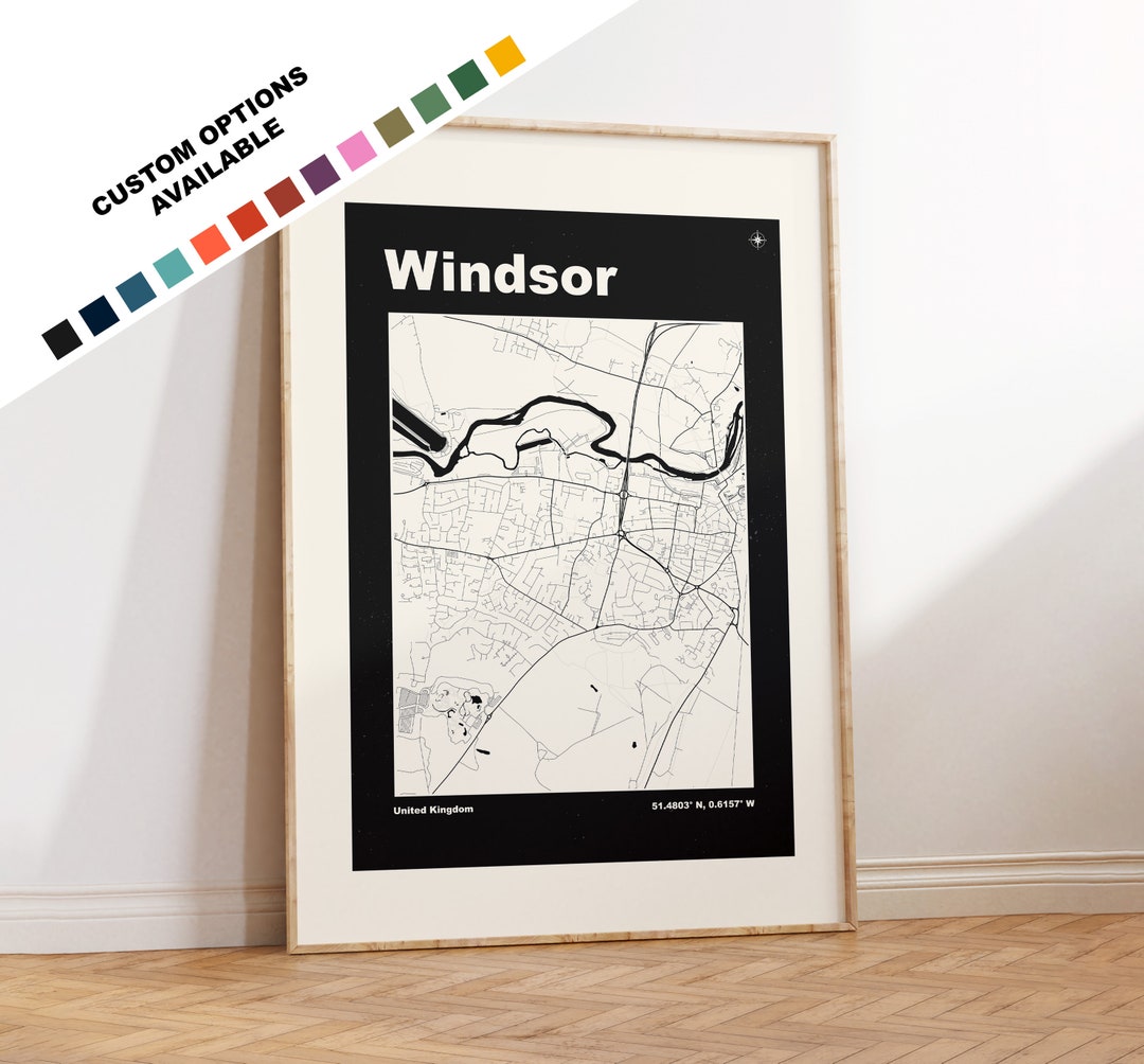 Windsor Print - Map Print - Mid Century Modern - Retro - Vintage ...