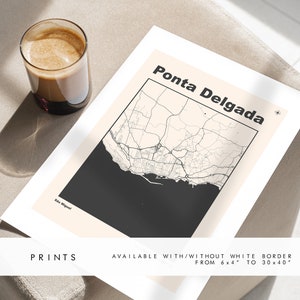 Ponta Delgada Map Print Print, Framed or on Canvas Ponta Delgada Poster ...