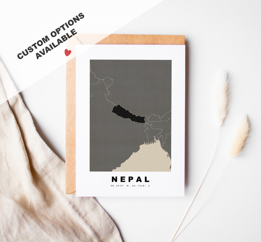 Nepal Custom Greeting Card - Kraft Envelope Included - Custom Text ...