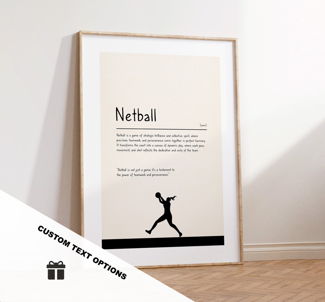 Netball Definition Print - Custom Text/quote Options - Customised Gift ...