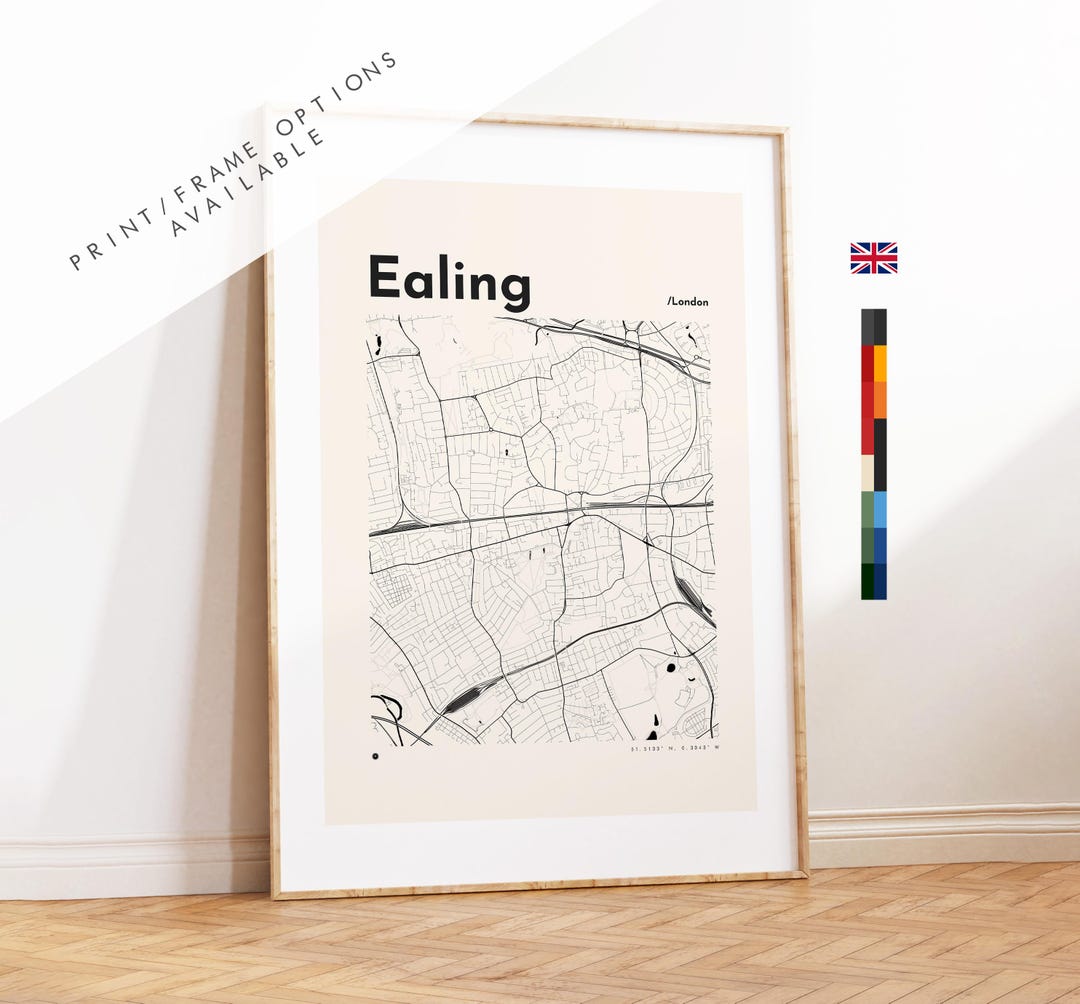 Ealing Map Print - Custom Options/colours Available - Prints or Framed ...