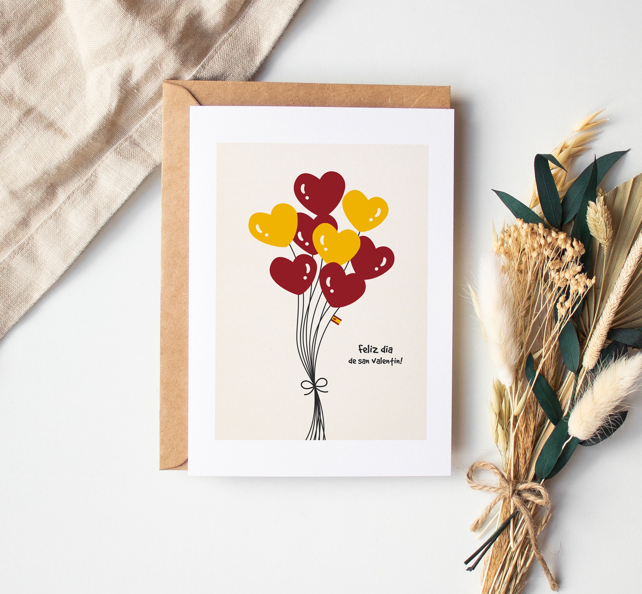 Feliz Dia De San Valentin - Spanish Valentines Day Card - Blank Inside ...