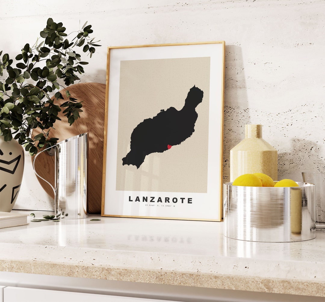 Lanzarote Print - Custom Map Print - Personalised Text Gift Options ...