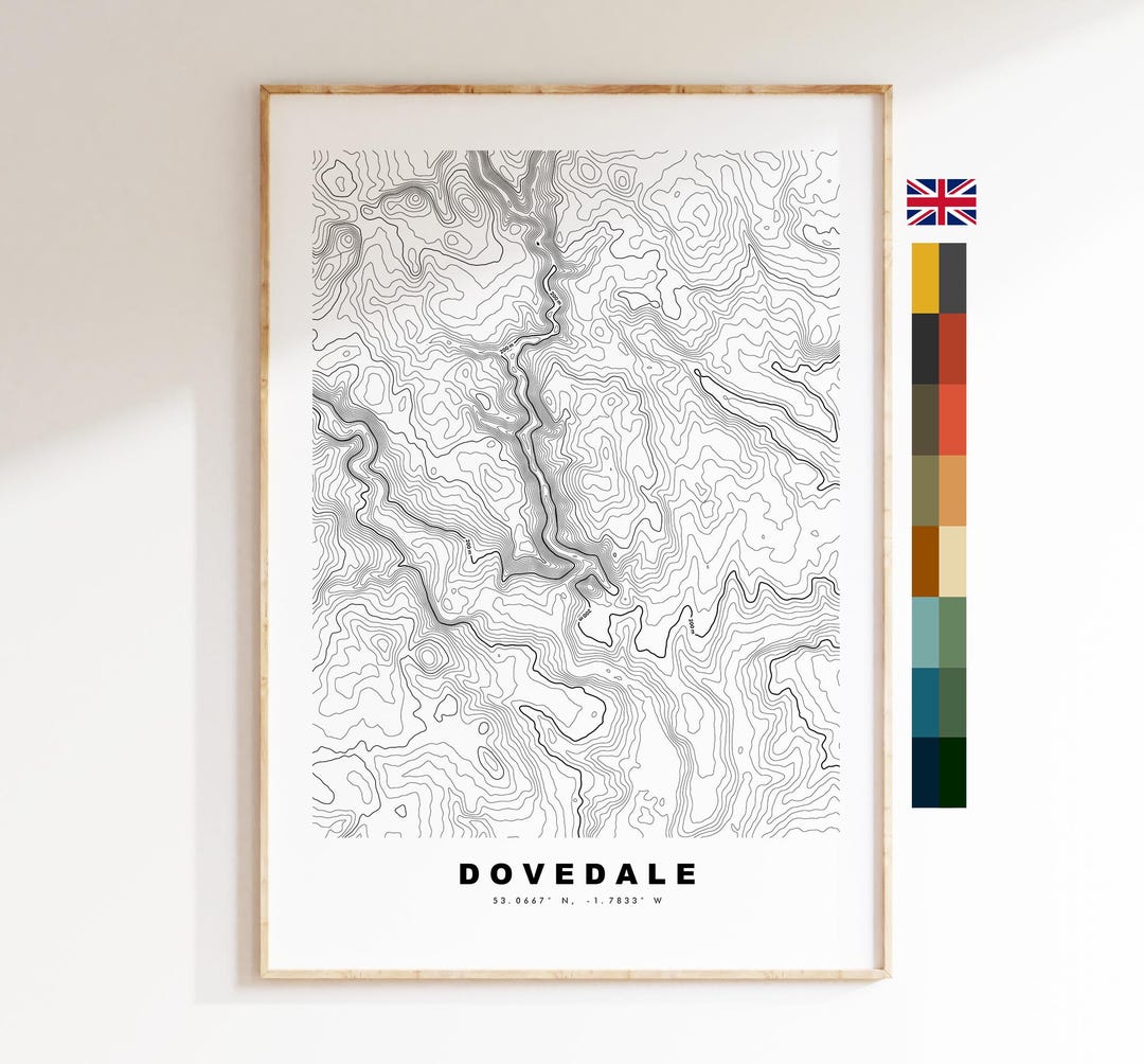 Dovedale Print - Contour Map - Dovedale Map - Topographic Map - Print ...