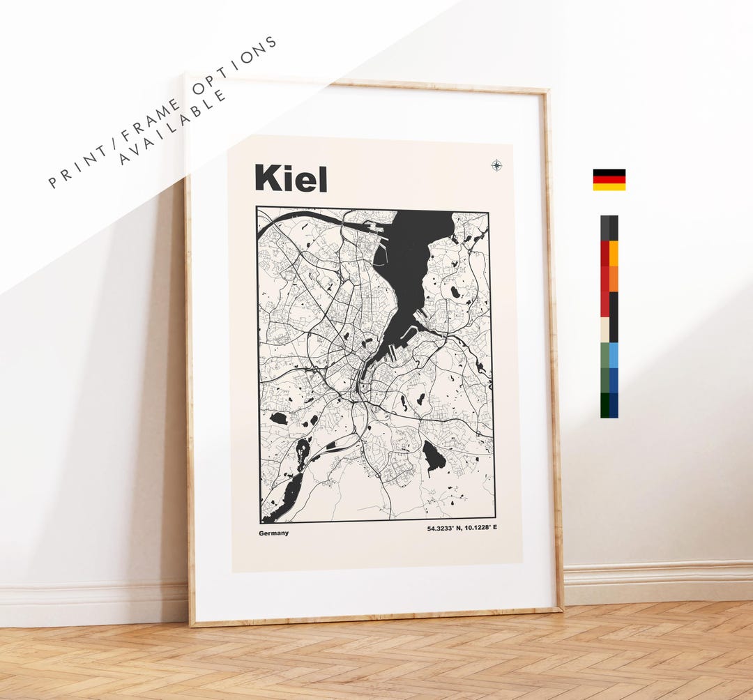 Kiel Map Print - Kiel City Map - Germany - Prints or Framed Prints ...