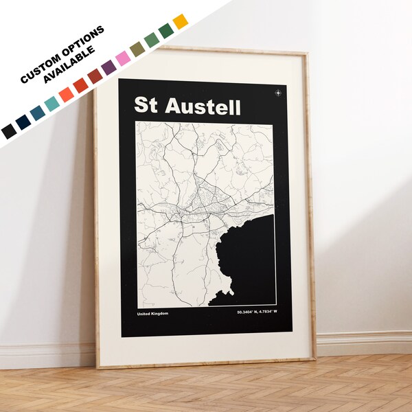 St Austell Map Print - Etsy