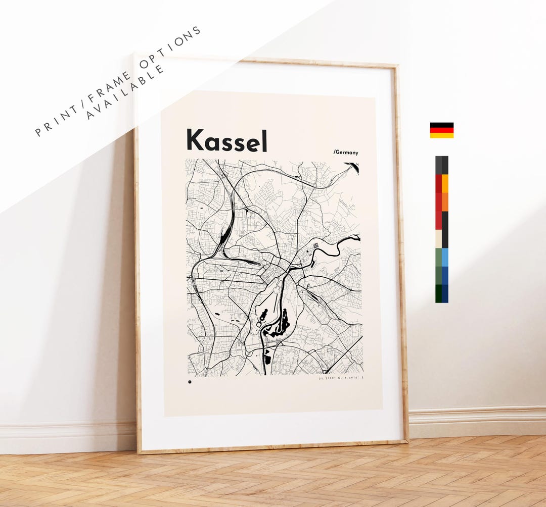 Kassel Map Print - Kassel City Map - Germany - Prints or Framed Prints ...