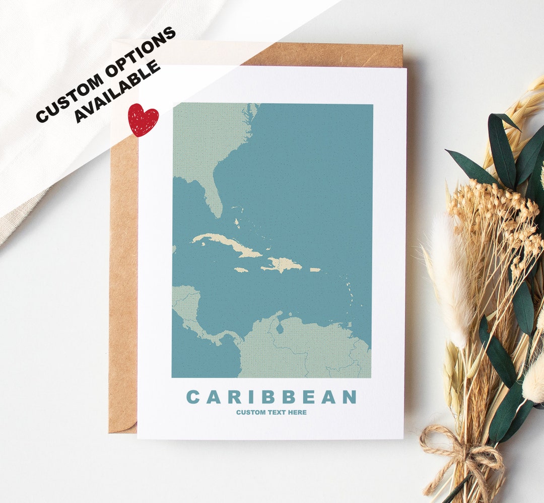 Caribbean Greeting Card - Custom Options Available - Kraft Envelope ...