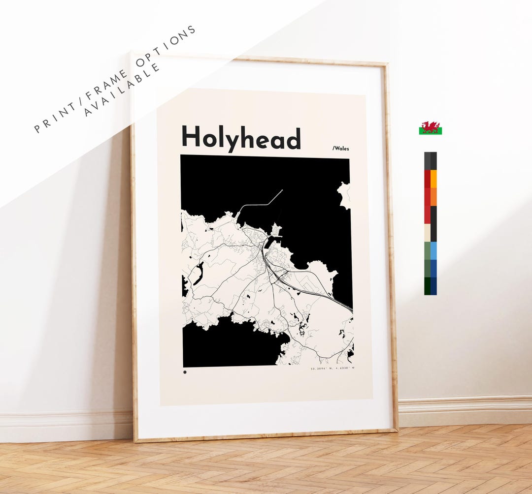 Holyhead Map Print - Custom Options/colours Available - Prints or ...