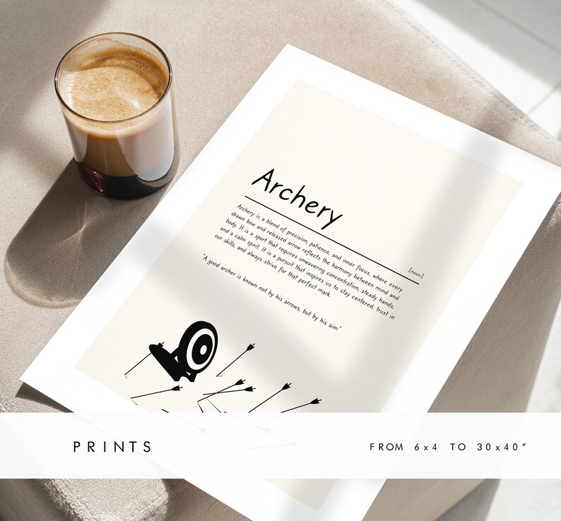 Archery Definition Print - Custom Text/quote Options - Customised Gift ...
