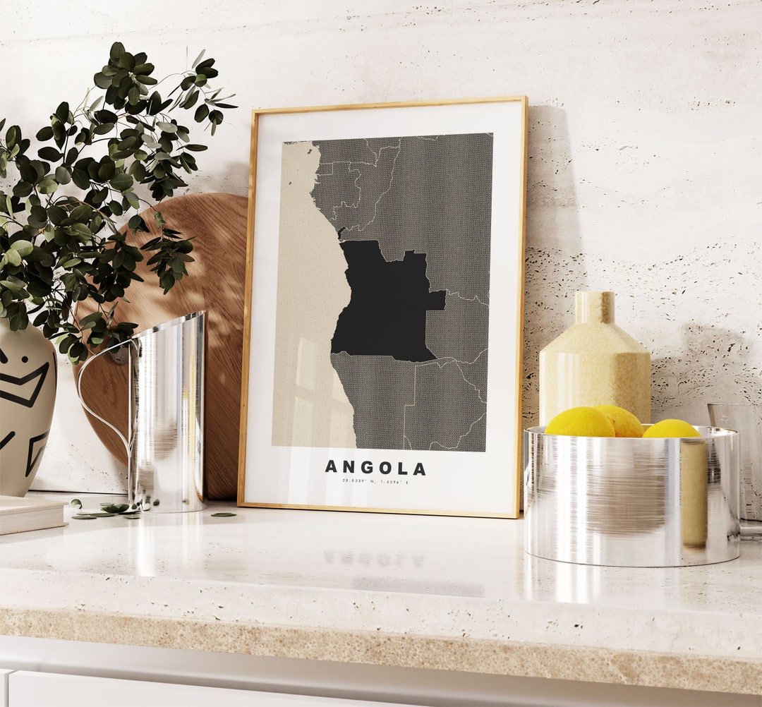Angola Print - Custom Map Print - Personalised Text Gift Options ...