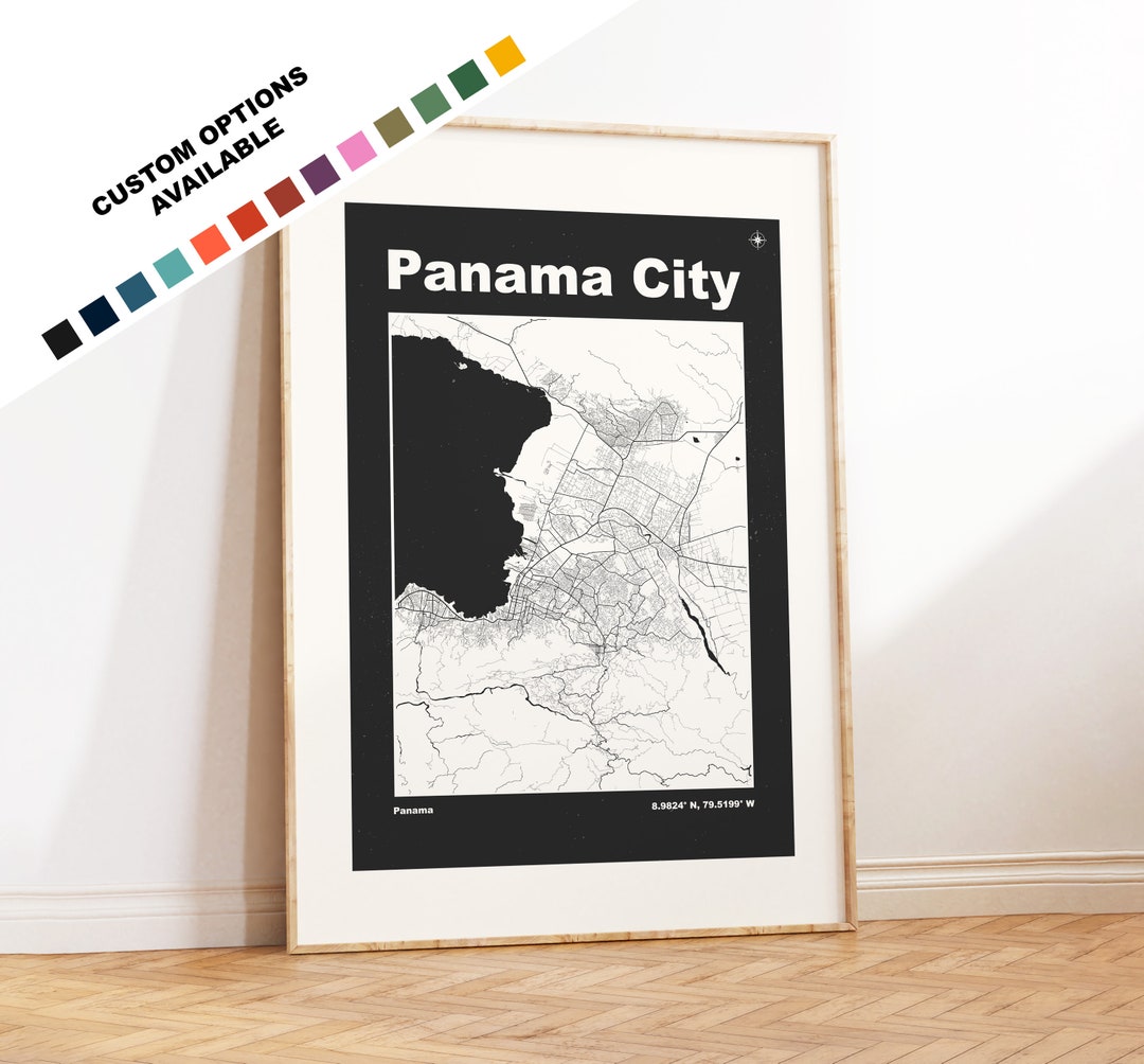 Panama City Map Print - Custom Options/colours Available - Prints or ...