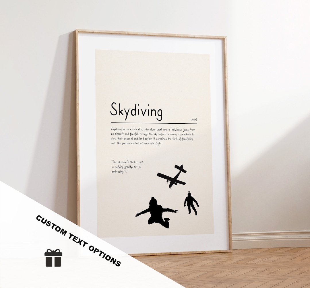 Skydiving Definition Print - Custom Text/quote Options - Customised ...