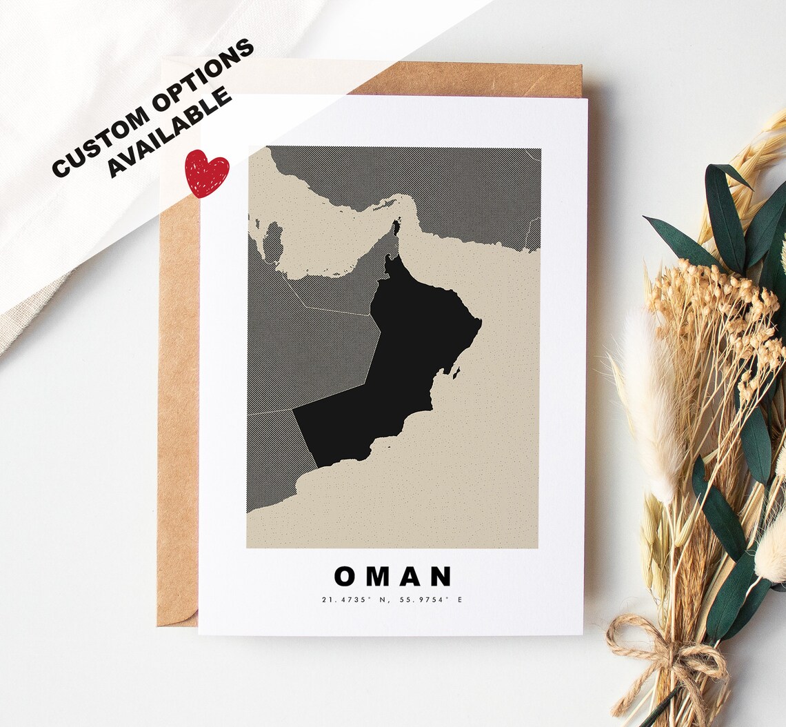 Oman Custom Greeting Card - Kraft Envelope Included - Custom Text ...