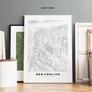 Ben Vorlich Print - Contour Map - Ben Vorlich Poster - Scotland ...