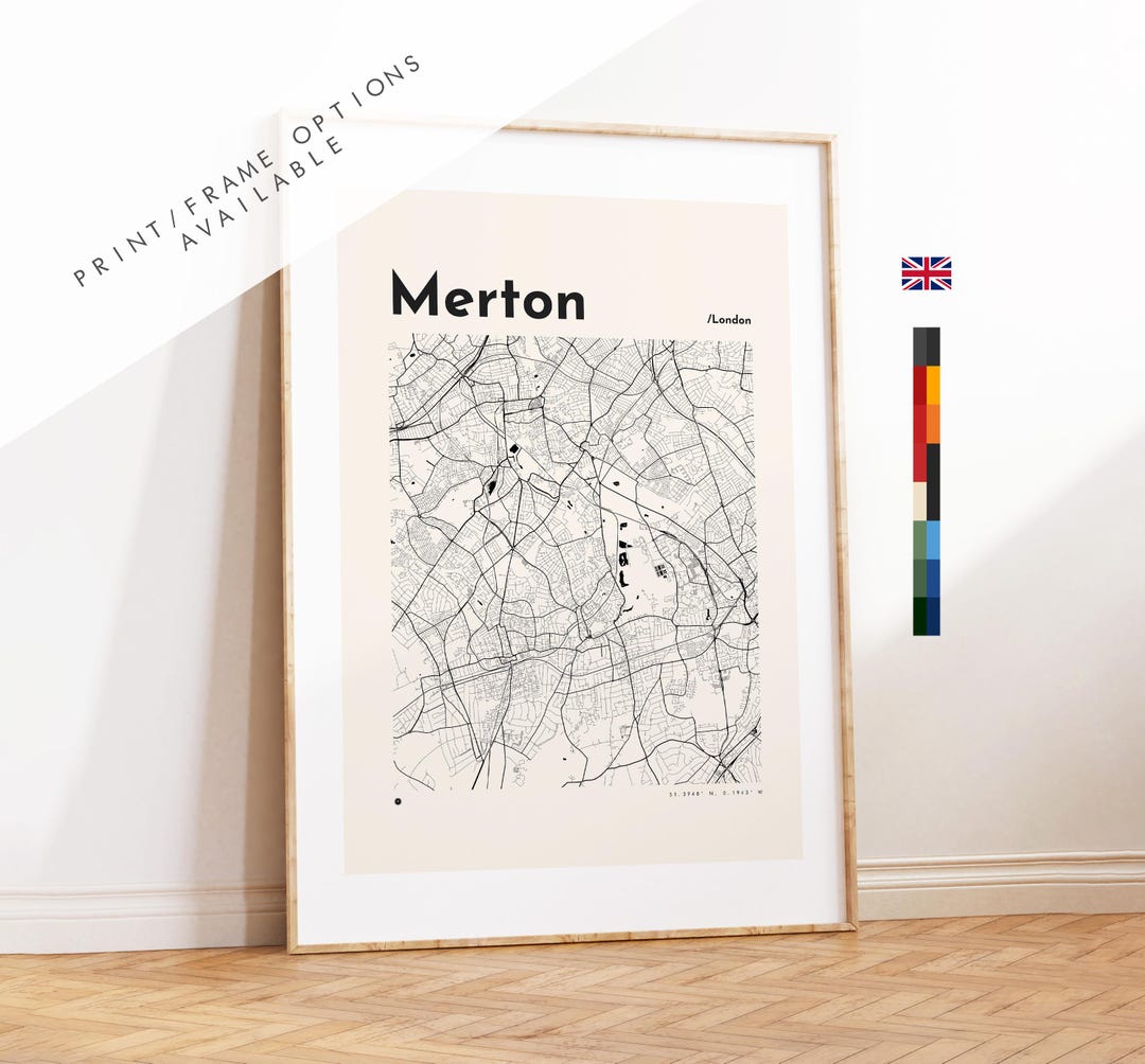 Merton Map Print - Custom Options/colours Available - Prints or Framed ...