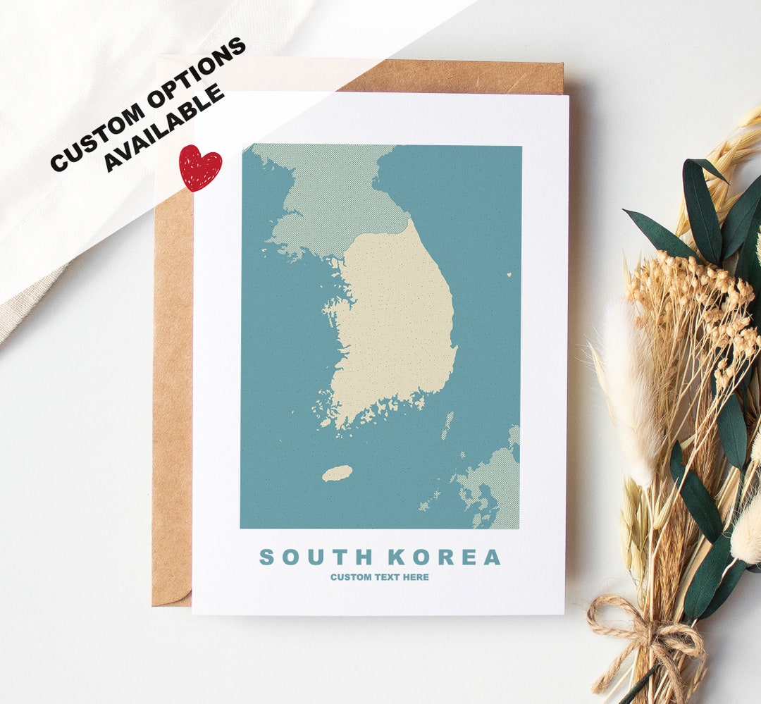 South Korea Greeting Card - Custom Options Available - Kraft Envelope ...