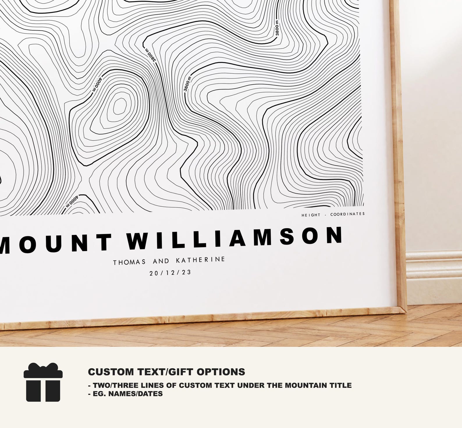 Mount Williamson Map Print - Contour Map Print - Topographic Map ...
