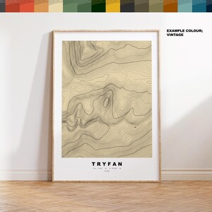Tryfan Print - Contour Map - Snowdonia - Wales - Topographic Map ...