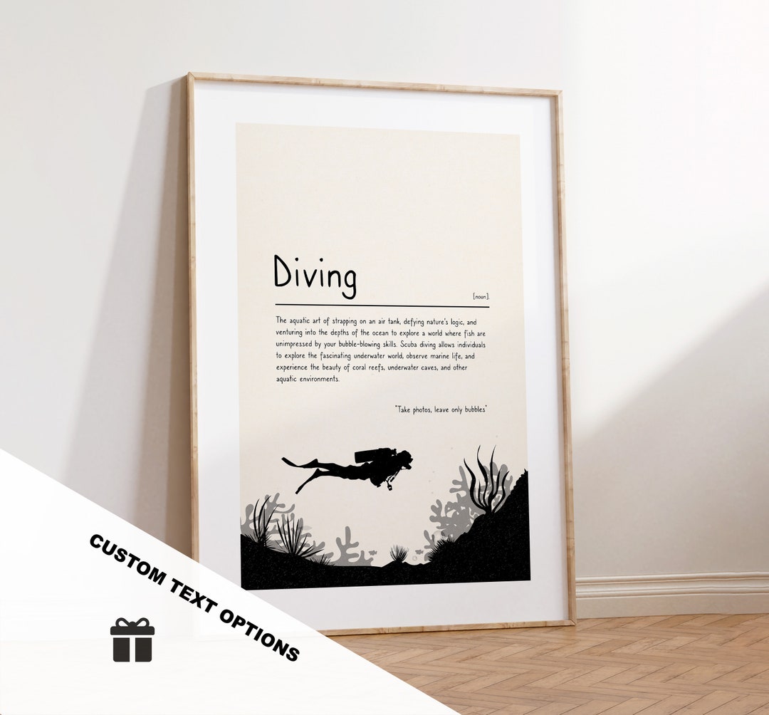 Diving Definition Print - Custom Text/quote Options - Customised Gift ...