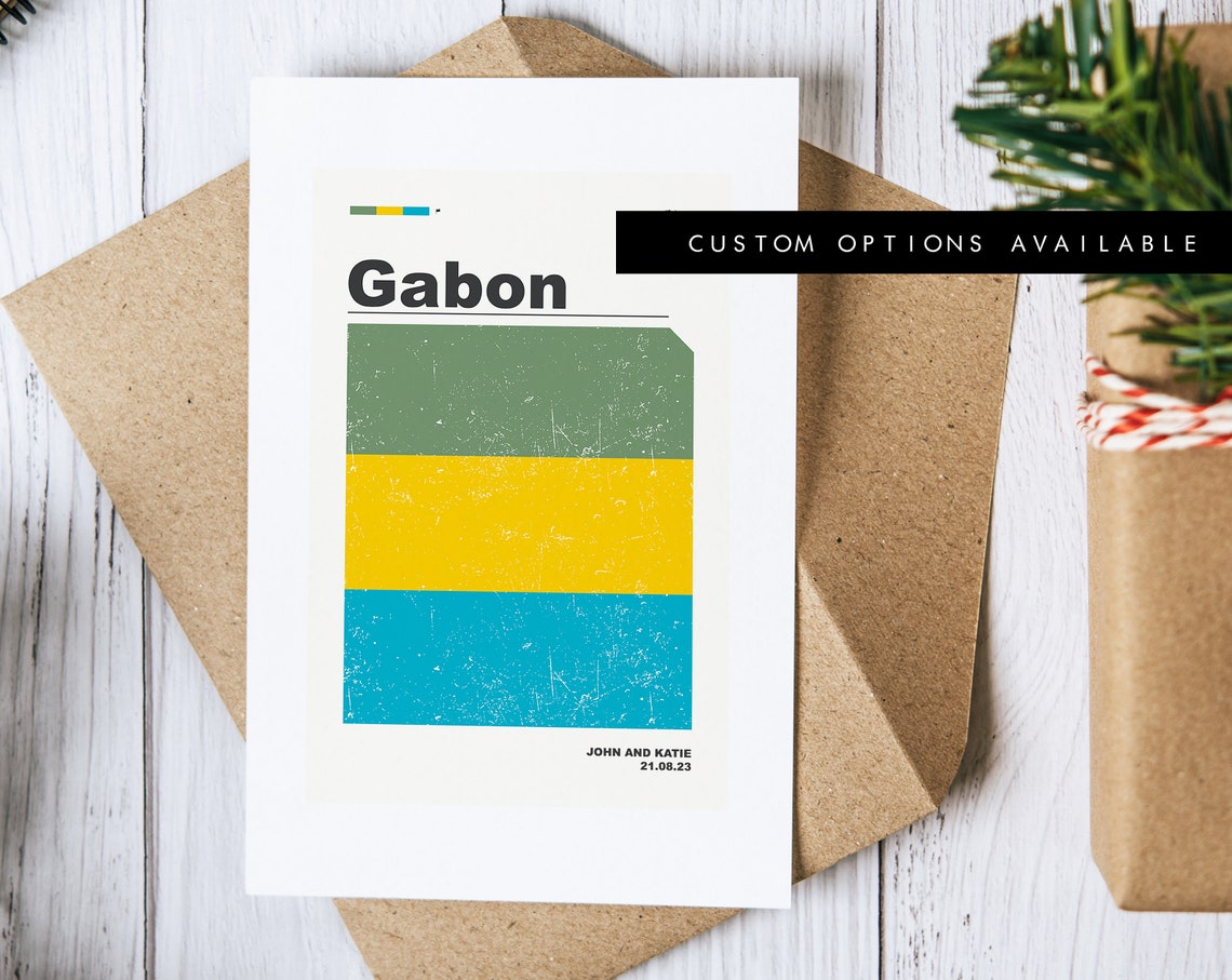Gabon Greeting Card - Custom Greeting Card - Gabon Flag - Blank Card ...