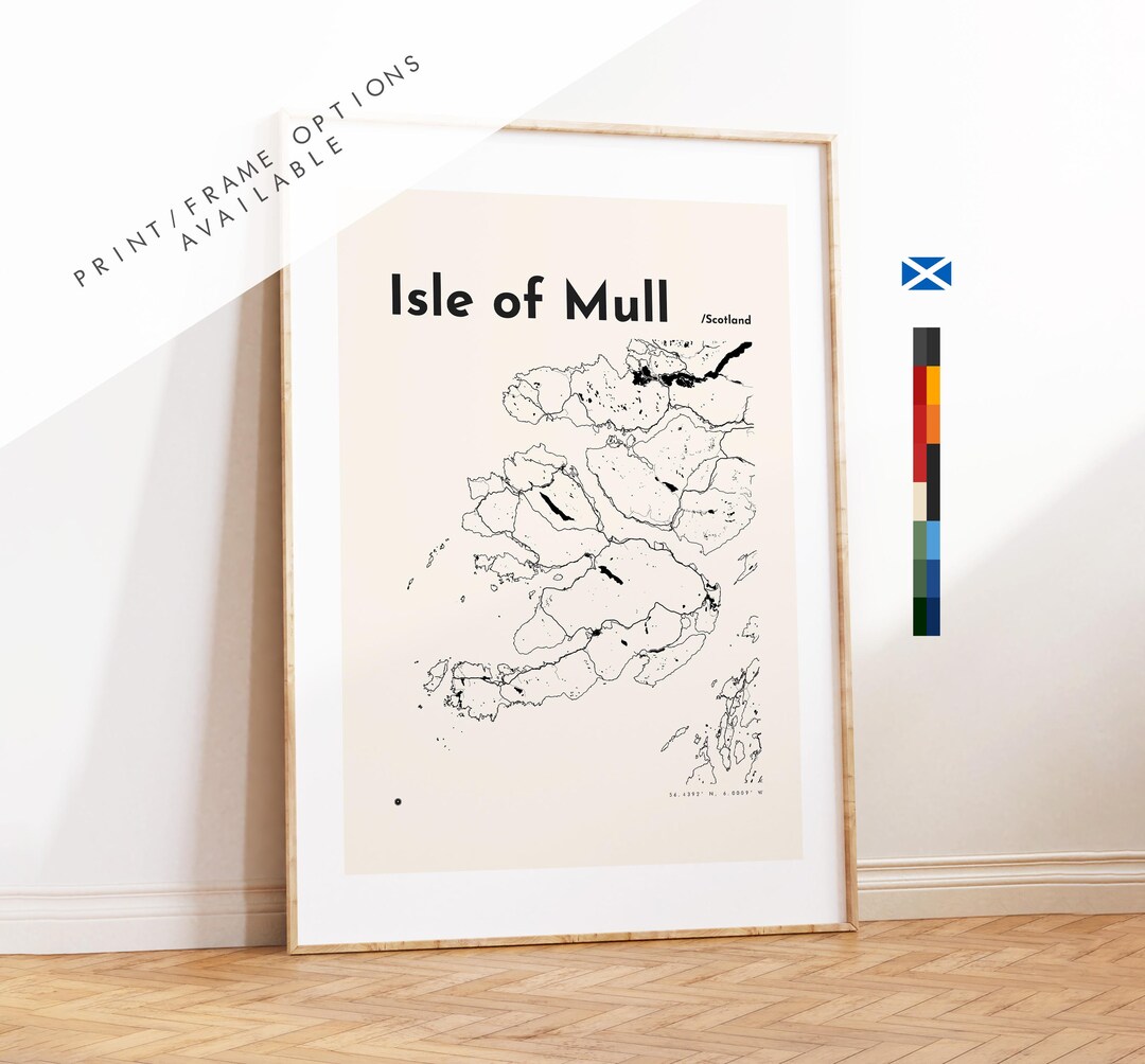 Isle of Mull Map Print - Custom Options/colours Available - Prints or ...