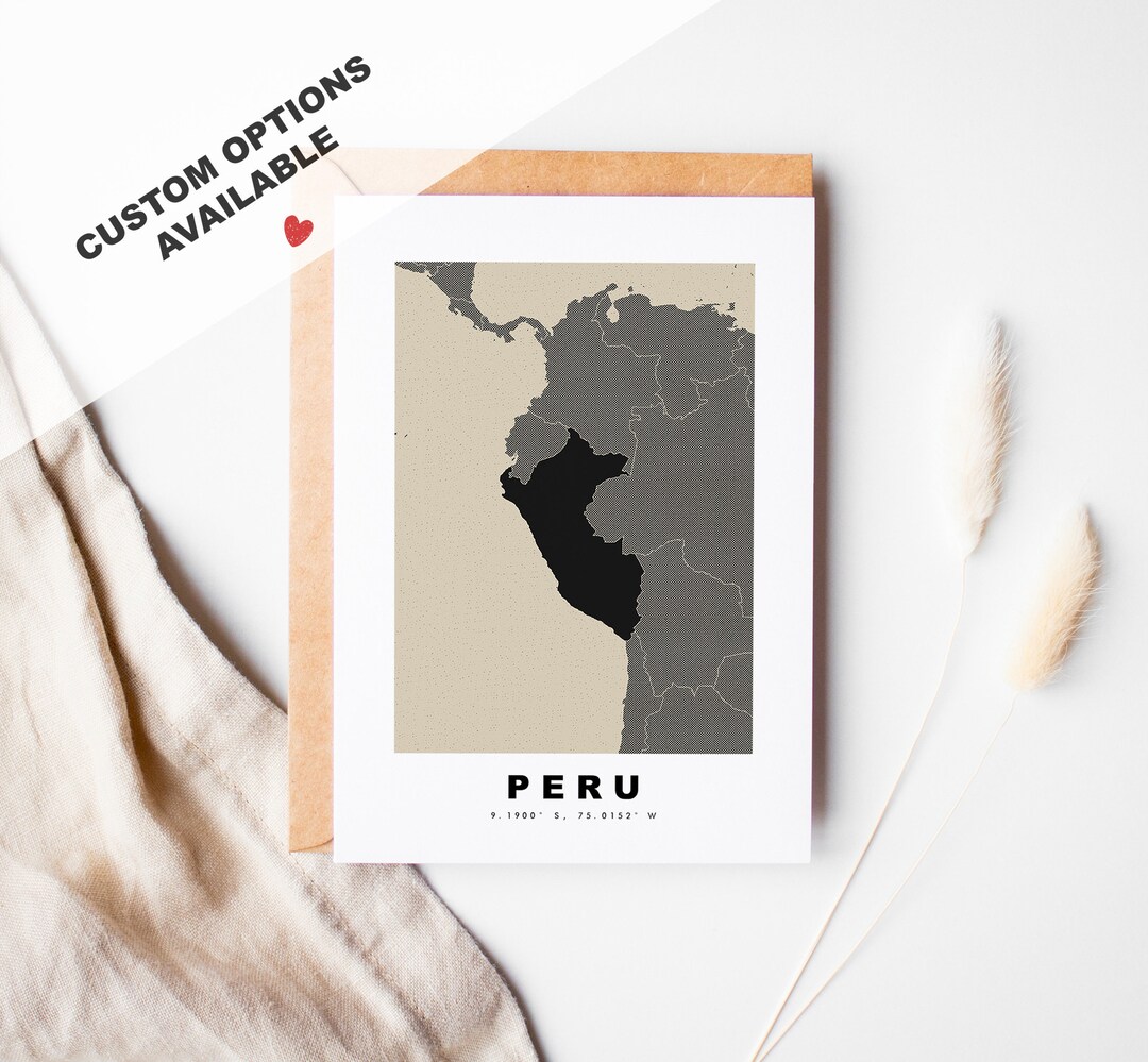 Peru Custom Greeting Card - Kraft Envelope Included - Custom Text ...