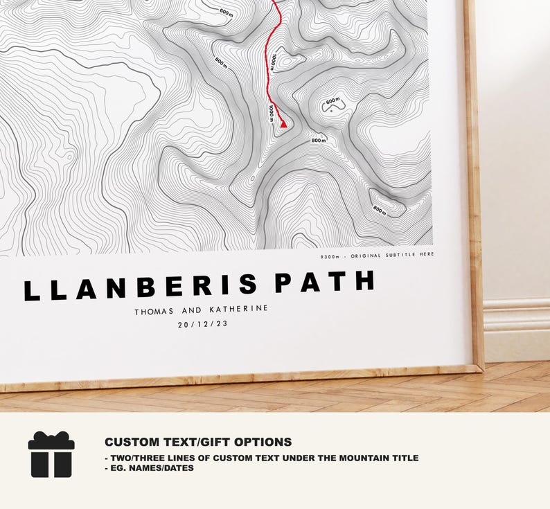 Llanberis Path Trail Map Print - Snowdon - Trail and Contour Map ...