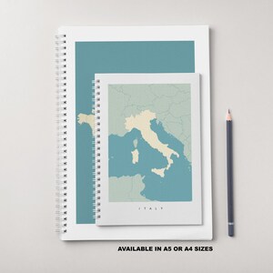 Italy Notebook - A5 or A4 - Map Notebook - Hardcover Journal ...