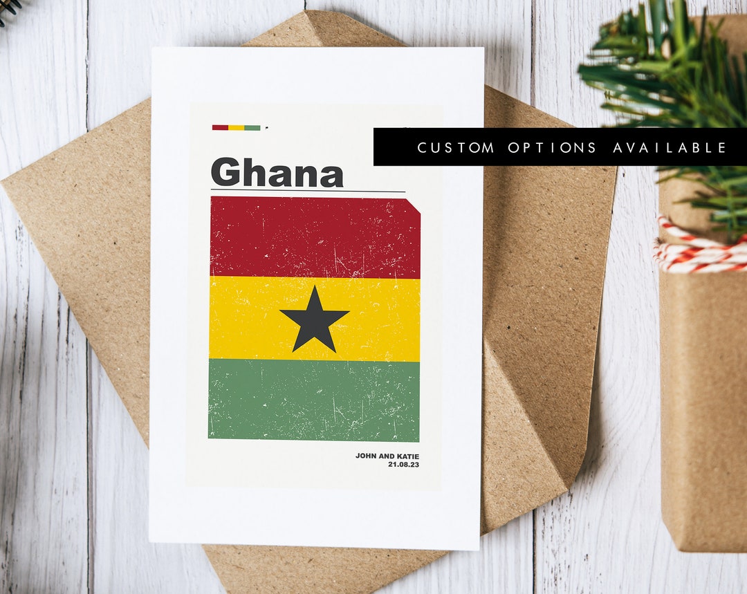 Ghana Greeting Card - Custom Greeting Card - Ghana Flag - Blank Card ...